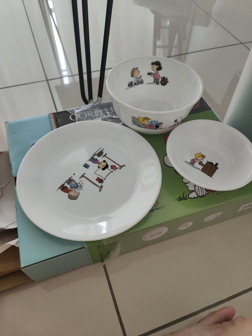 Corelle x Peanuts 3-Piece Dinnerware Set C, Furniture & Home Living ...