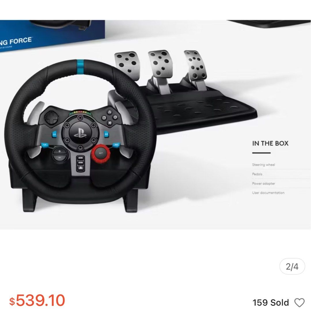 Logitech G29 Driving Force Steering Wheel PS5 / PS4 / PC, Video Gaming ...