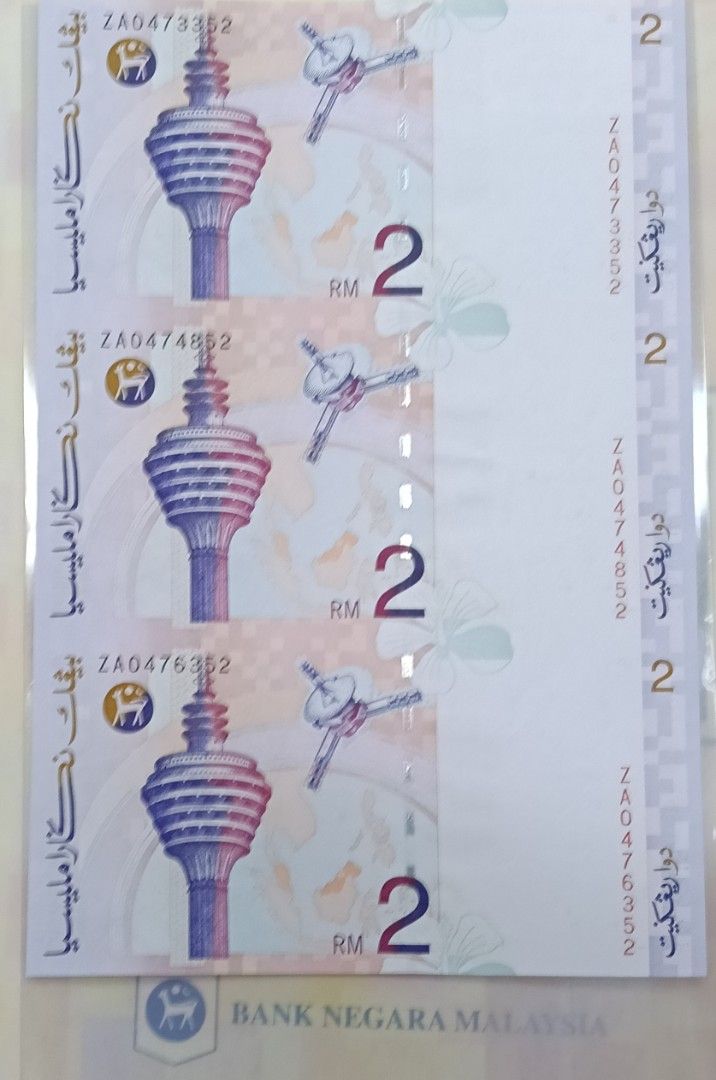 Malaysia 2 ringgit uncut 3-in-1 replacement prefix ZA Don sign 8th ...