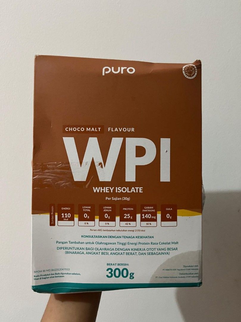 Puro Protein Isolate WPI 300gram rasa choco malt, Makanan & Minuman ...