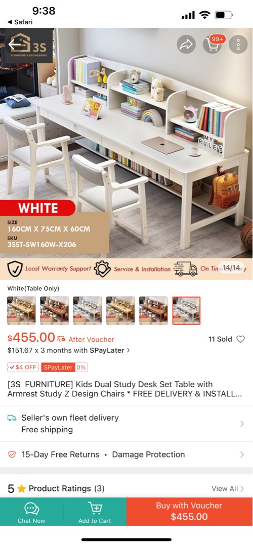 Study Table for Two kids, Furniture & Home Living, Furniture, Tables ...