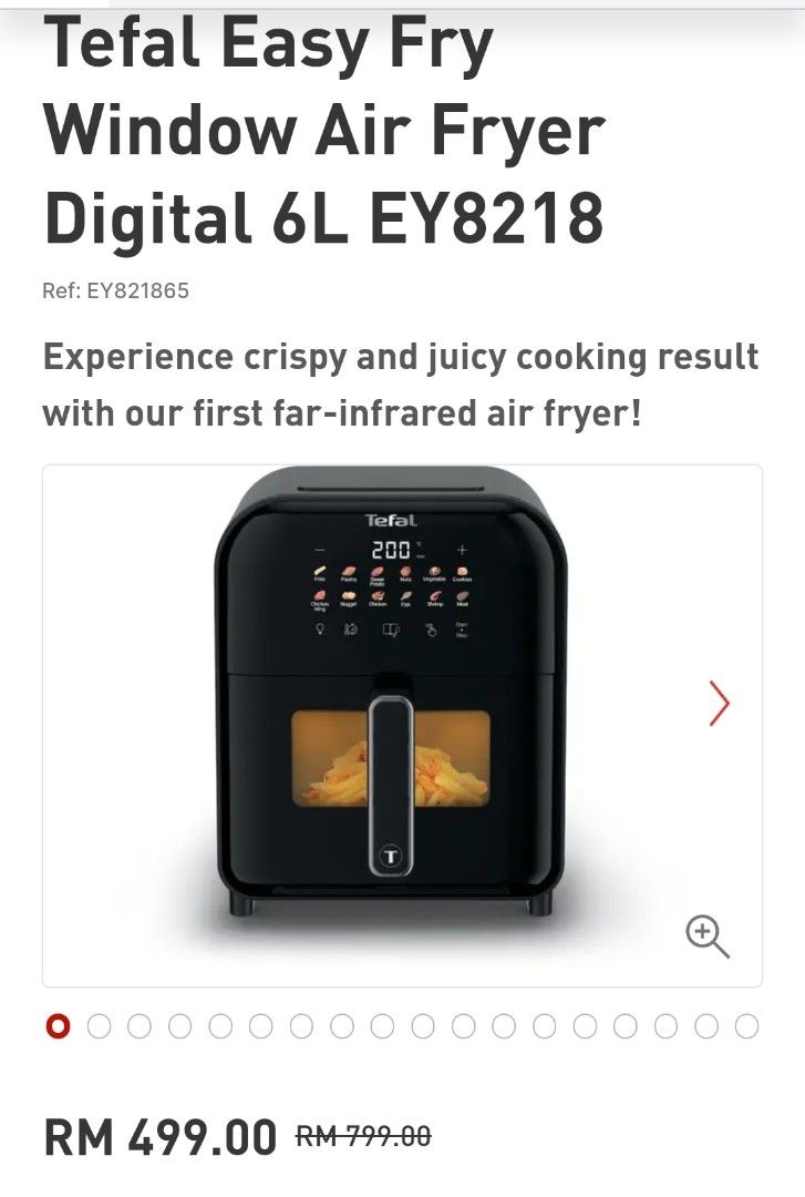 Tefal Easy Fry Window Air Fryer Digital 6L EY8218, TV & Home Appliances ...