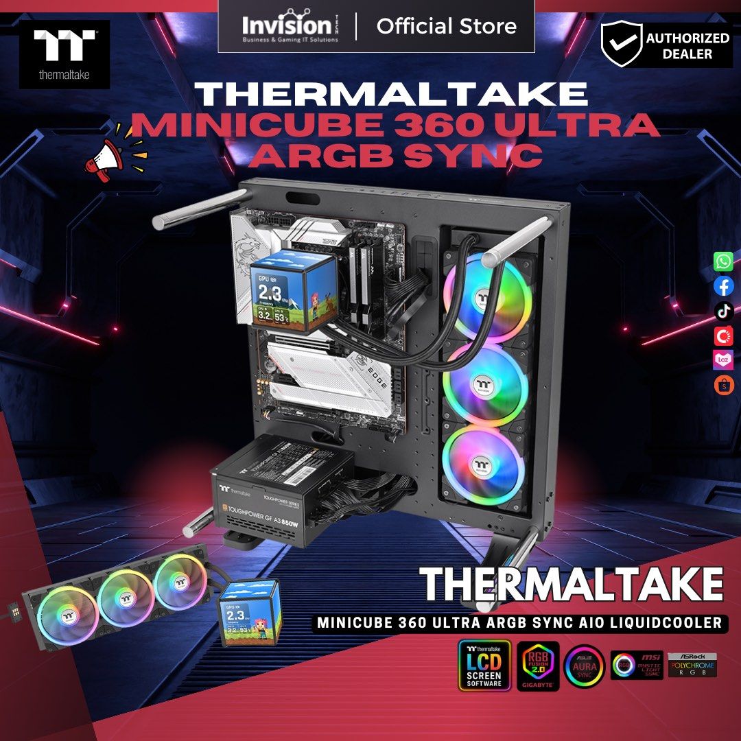 Thermaltake MINECUBE 360 Ultra ARGB Sync AIO CPU Liquid Cooler, Computers & Tech, Parts ...