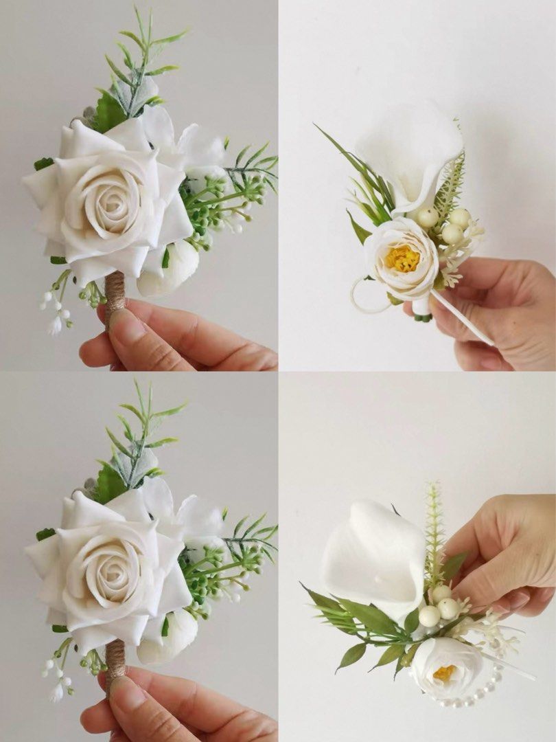 White Rose and Calla Lily Boutonniere, Hobbies & Toys, Flowers ...