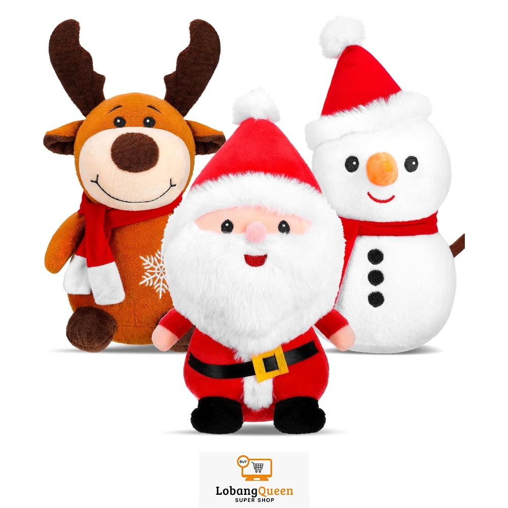 3 Pieces Christmas Plush Toys Santa Claus Plush Doll Reindeer Stuffed ...