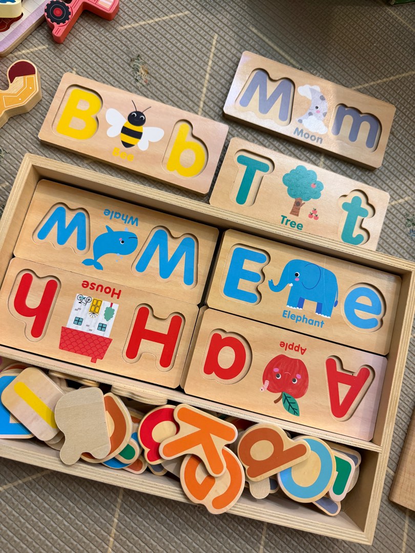 ABC Wooden Alphabet Puzzle Set, Hobbies & Toys, Toys & Games on Carousell