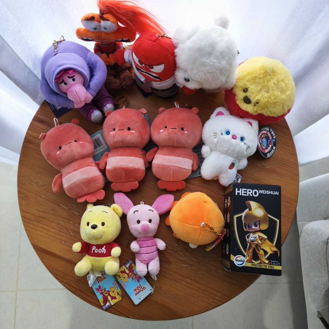 Assorted Plushie Keychains - Winnie the Pooh, Inside Out, etc., Hobbies ...