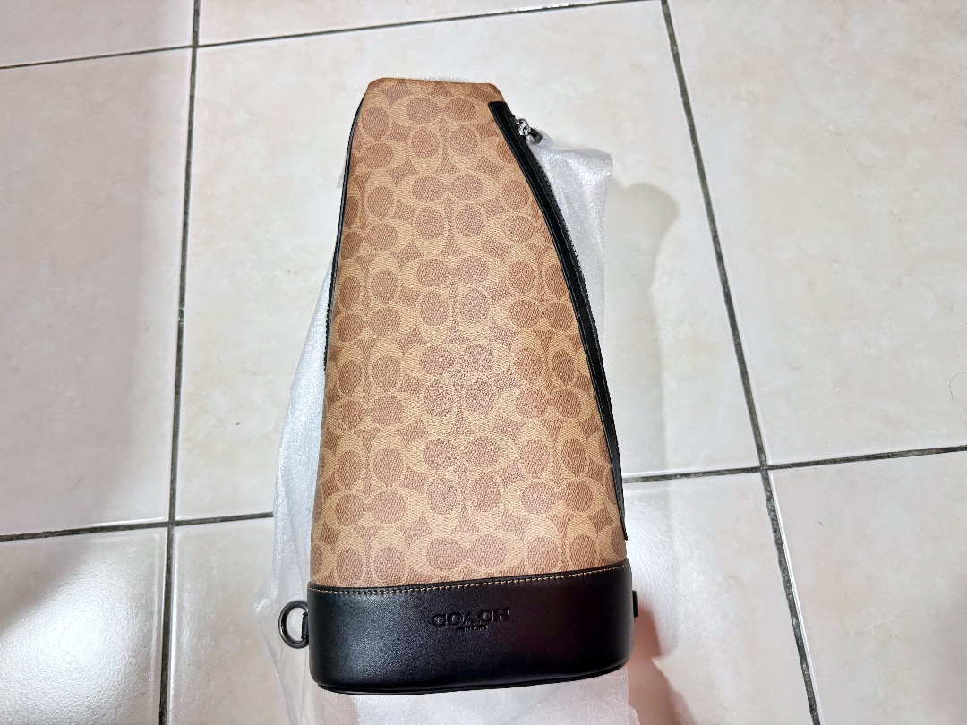 Coach Dominic In Signature Canvas Sling Bag In Tan Black, Luxury, Bags ...