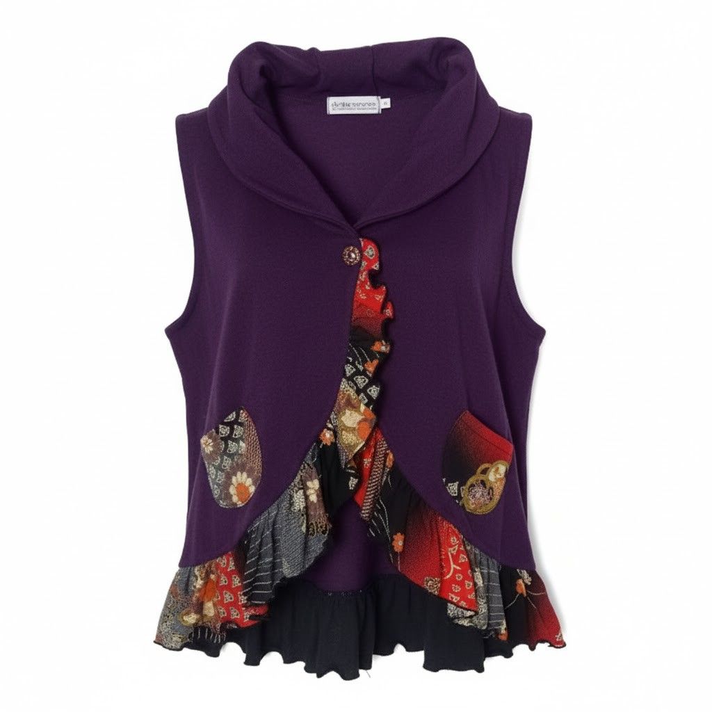 dark purple vest batik coquette, cottagore core, fairycore, dollette ...