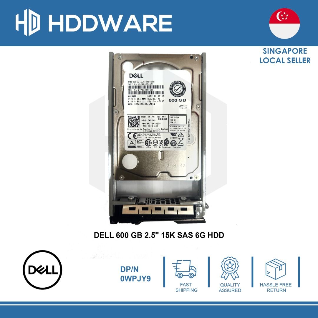 DELL 600 GB 2.5'' 15K SAS 6G HDD // 0WPJY9 // WPJY9 // HDE9E00DAA51 ...
