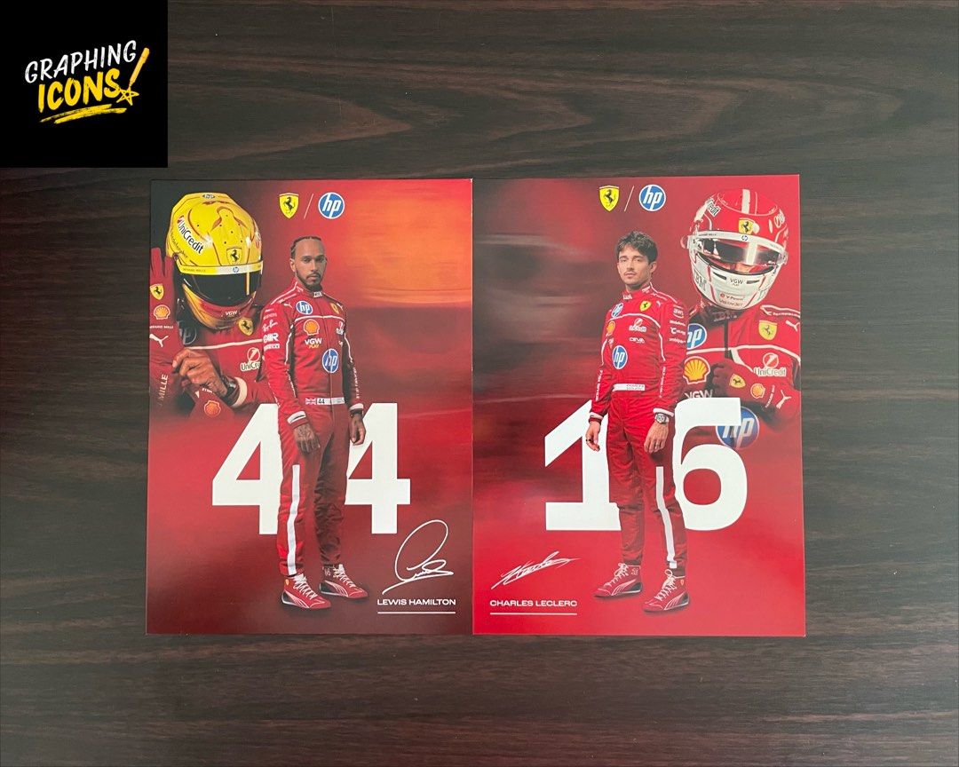 F1 Official 2025 Ferrari Rare Driver Cards - Lewis Hamilton & Charles ...