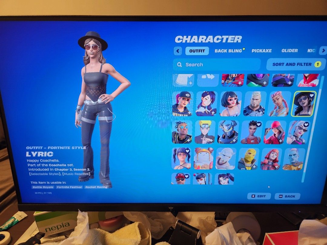 Fortnite Account Lyric Outfit, naruto skin, throwback og, Gold Crow ...