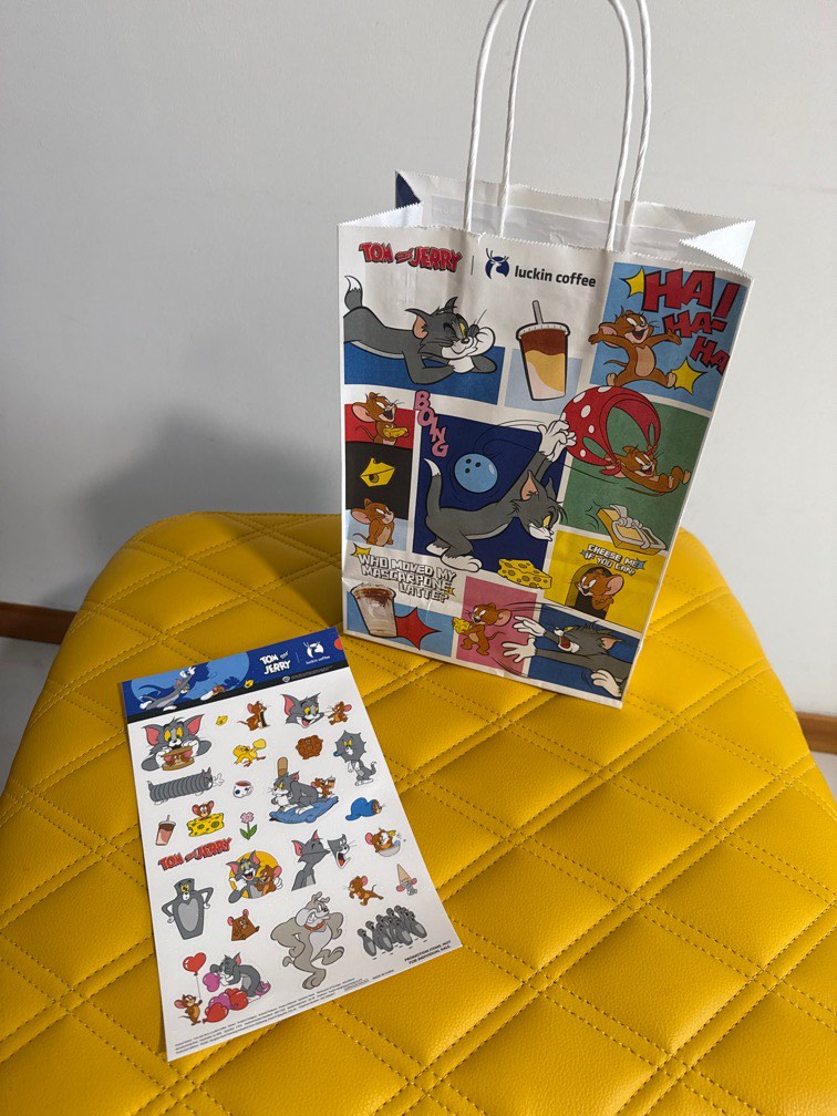 Luckin Coffee Tom & Jerry Paperbag stickers, Hobbies & Toys, Stationery ...