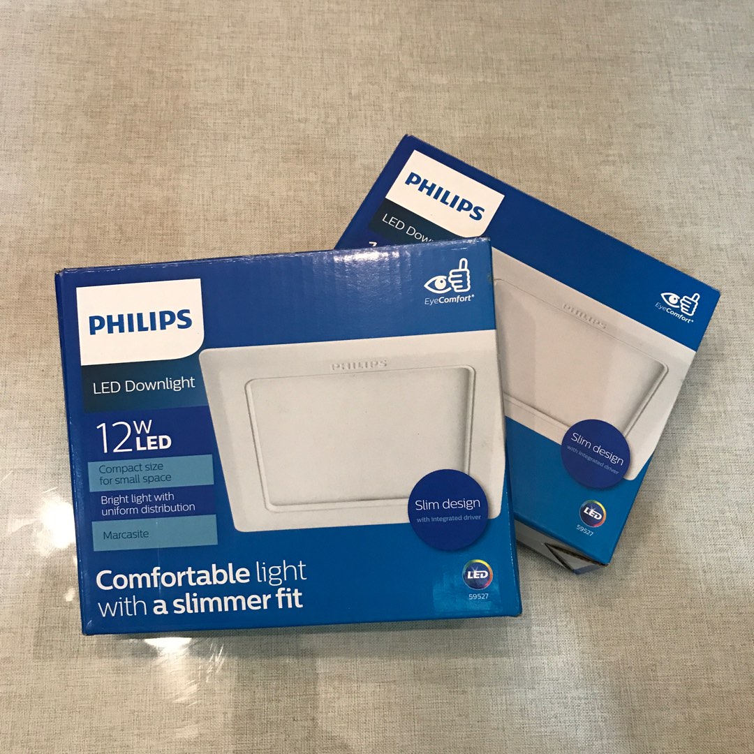 Philips Marcasite 12W Square LED Ceiling Downlight 59527 (Warm White ...