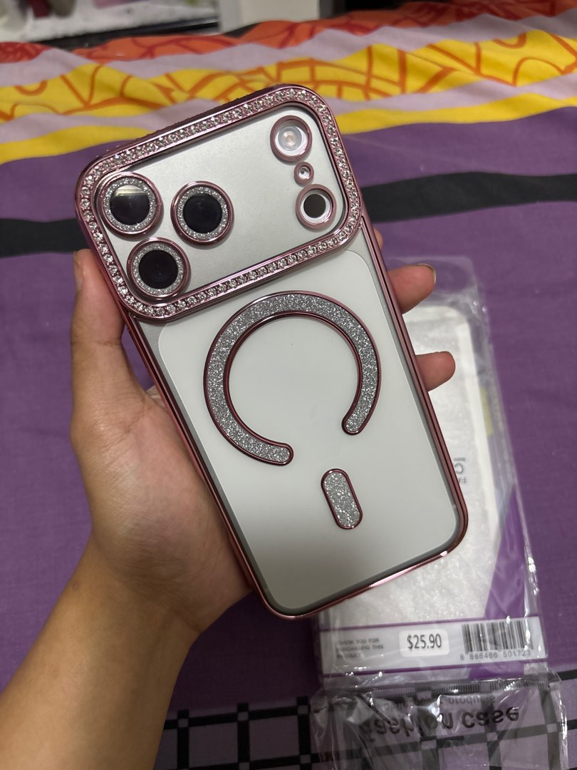 Pink Bling iPhone 17 Pro Max Case with MagSafe, Mobile Phones & Gadgets ...