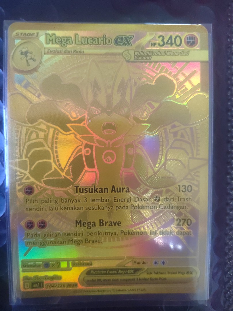Pokemon Mega Lucario EX Gold Card (indonesia version), Hobbies & Toys ...