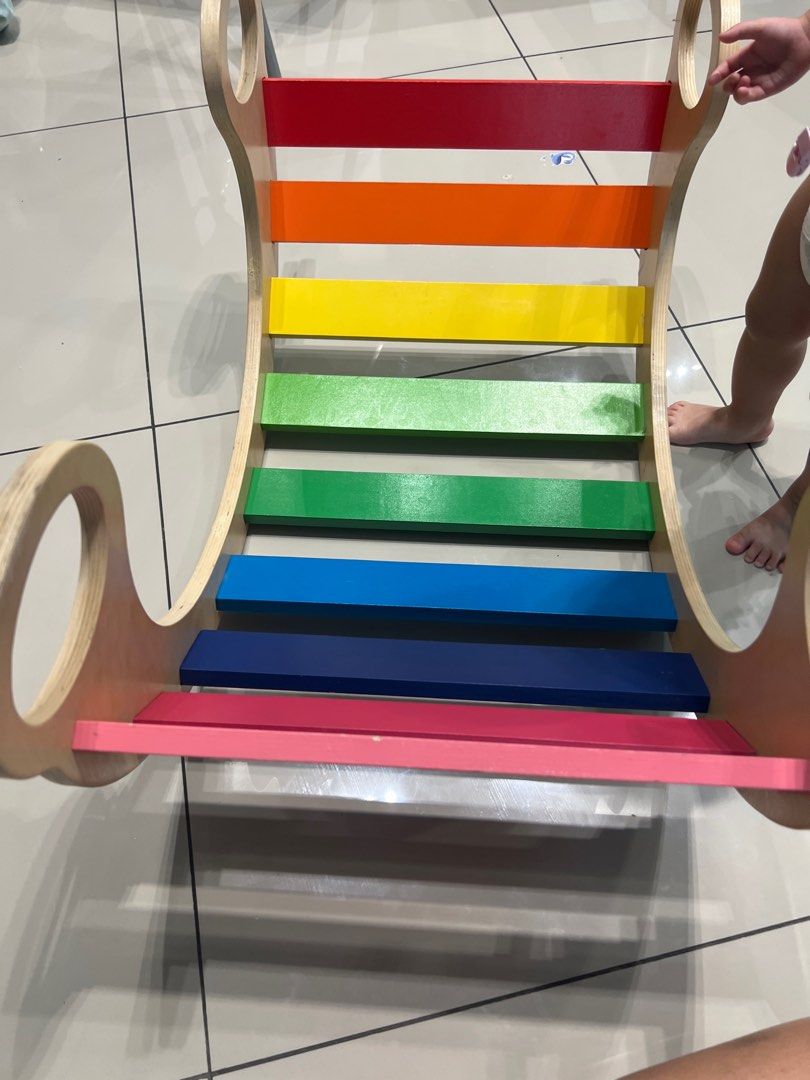 Rainbow Wooden Rocker, Babies & Kids, Infant Playtime on Carousell