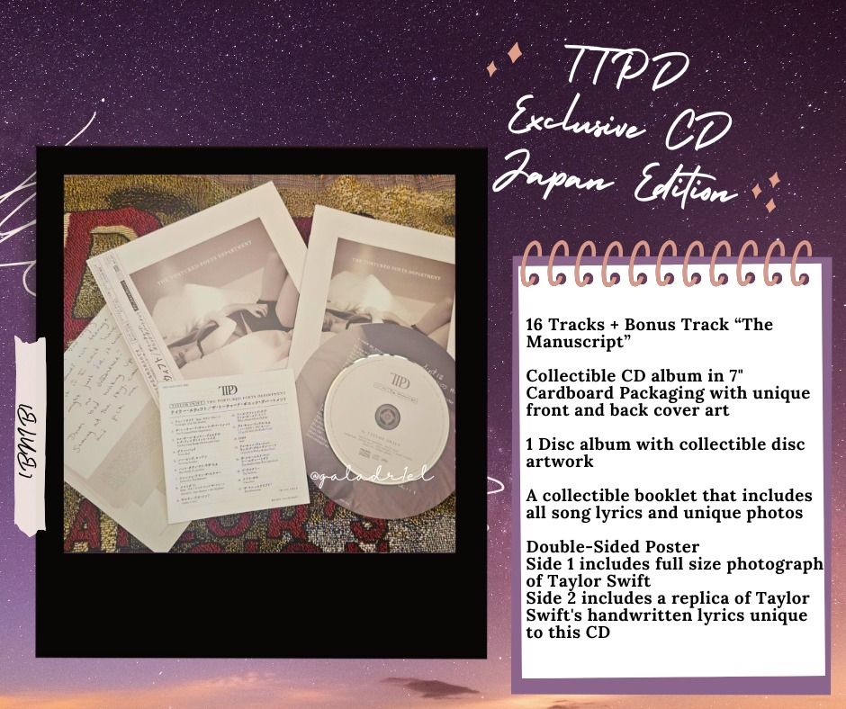 Taylor Swift Tortured Poets Department (TTPD) - Exclusive CD Japan ...