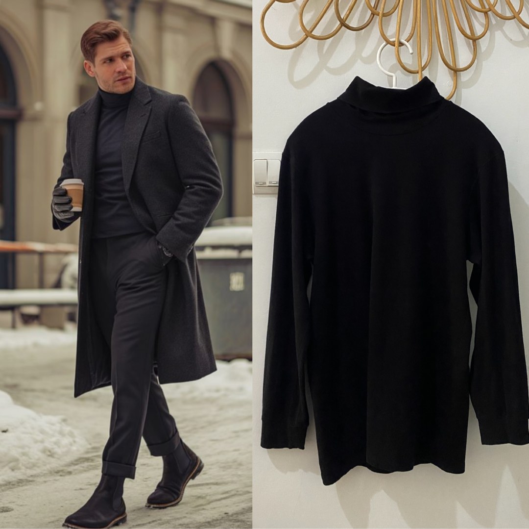 Mens Uniqlo Extrawarm Turtleneck Cotton Heattech/thermal Inner/ Manset ...