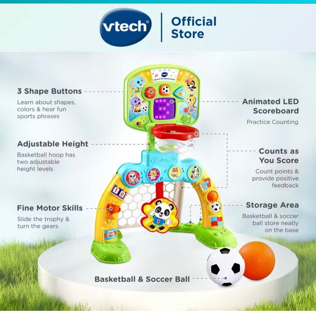 Vtech 2 in 1 Count & Win Sports Centre Basketball Football Sports Toys ...