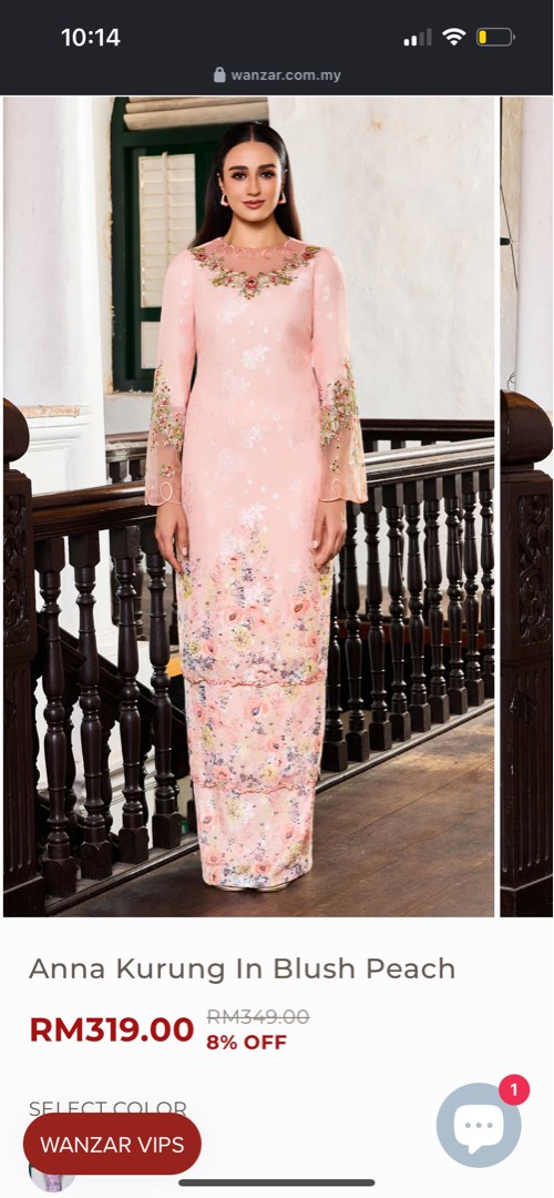 Wanzar Anna Kurung in Blush Peach, Women's Fashion, Muslimah Fashion ...
