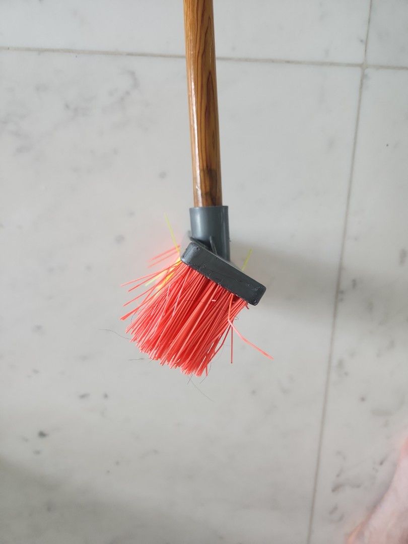 Wooden Broom with Red and Yellow Bristles, Furniture & Home Living ...