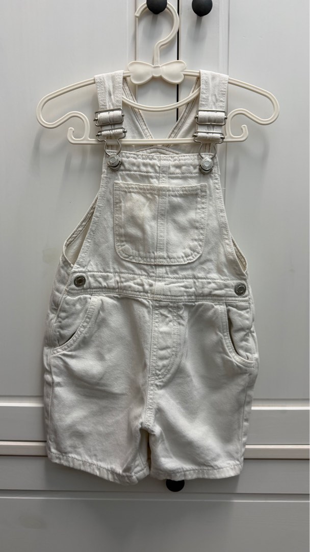 Zara White Denim Overalls 12-18 Months, Babies & Kids, Babies & Kids ...
