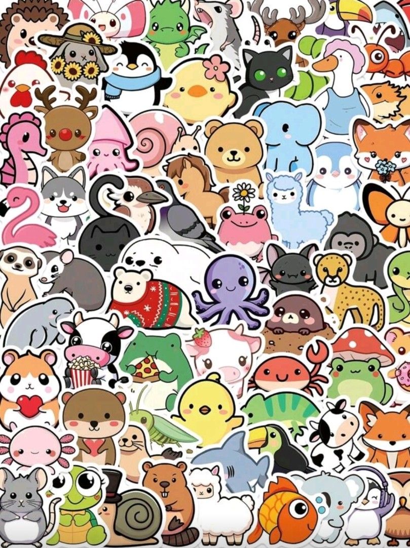 ($3 FOR MIX) 100 cute animal stickers, Hobbies & Toys, Stationery ...