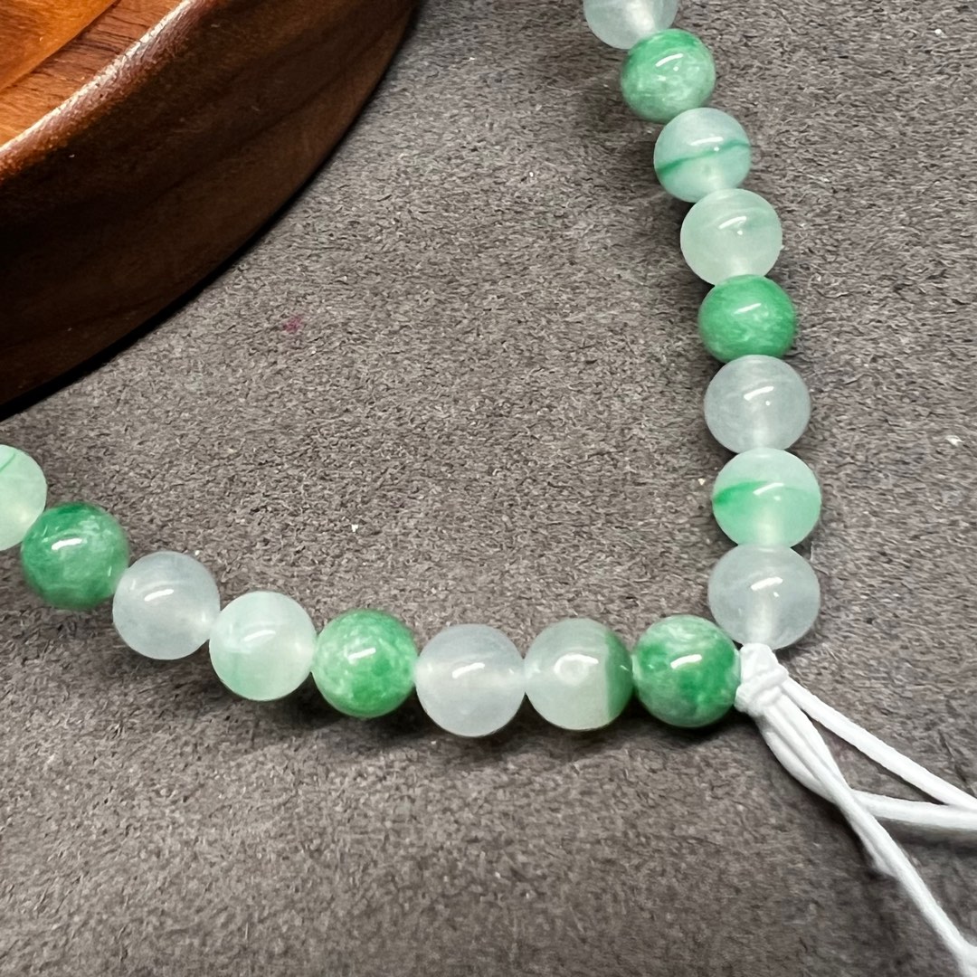 6mm High Icy Jadeite Bracelet Texture very old, Glowing!, Women's ...