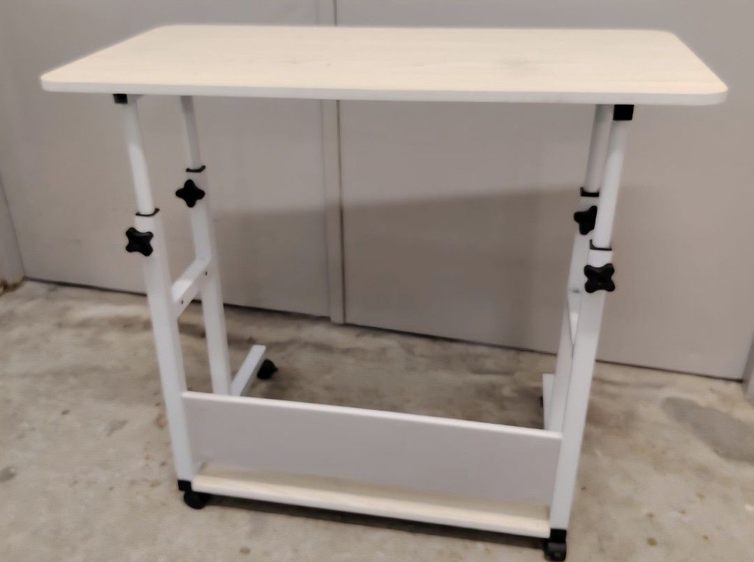 Adjustable Height Rolling Table - White, Furniture & Home Living ...