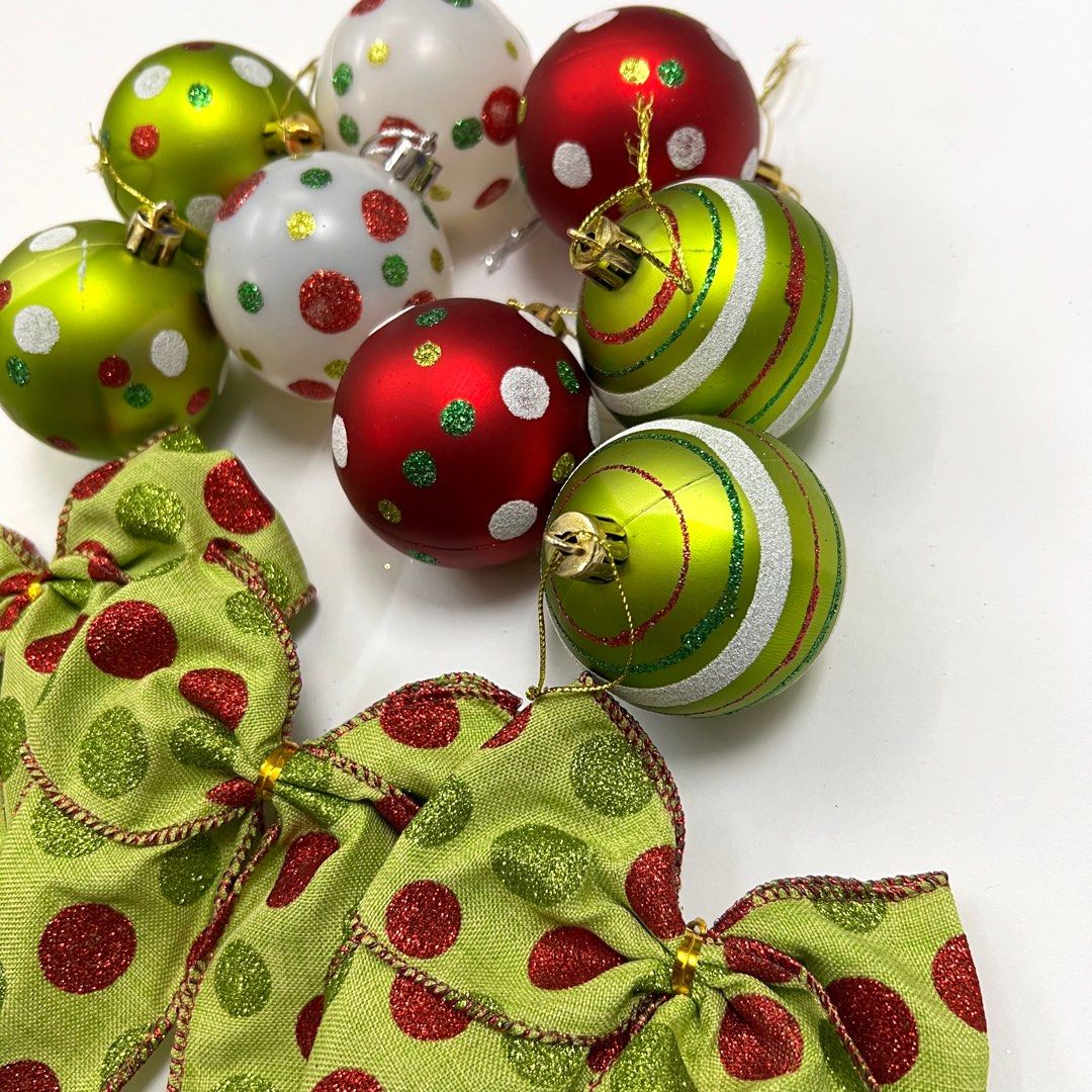 Grinch Themed Christmas Ornaments Set with Bows, Furniture & Home ...