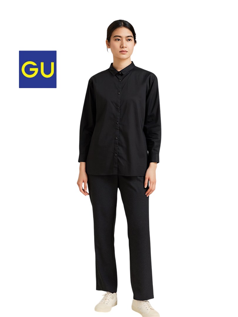 GU Black Long Sleeve Shirt, Men's Fashion, Tops & Sets, Formal Shirts ...
