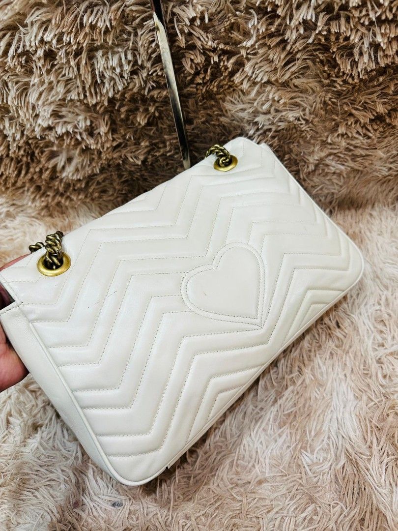 Gucci Marmont White Two Way Bag, Luxury, Bags & Wallets on Carousell