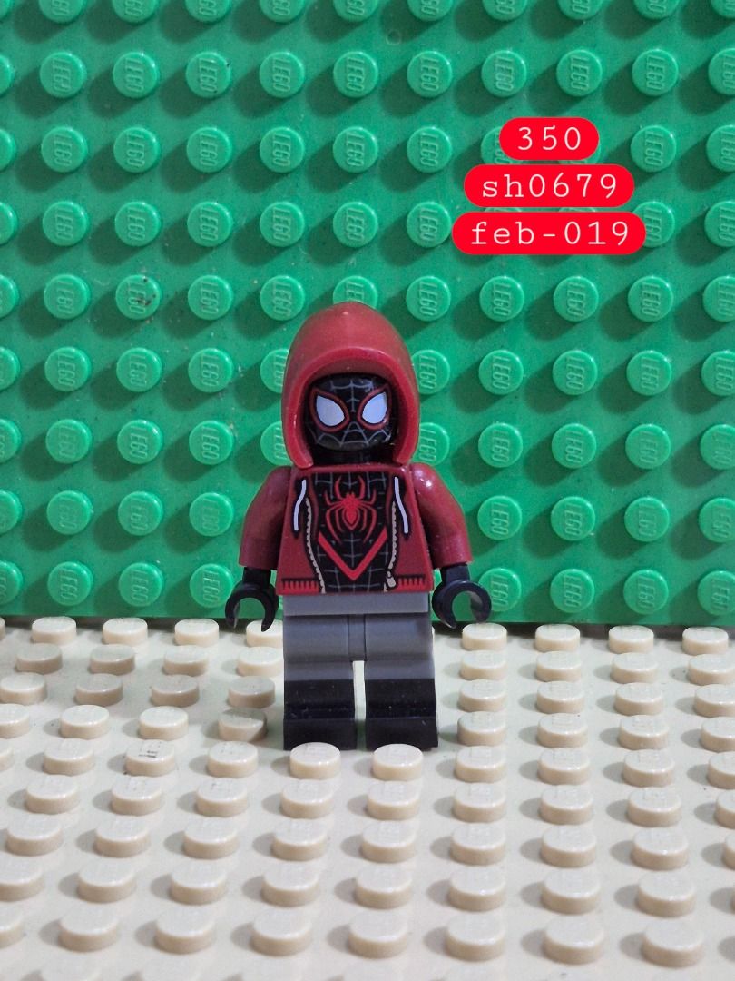 Lego Minifigure Spider-Man (Miles Morales) - Dark Red Hood, Black Lower ...