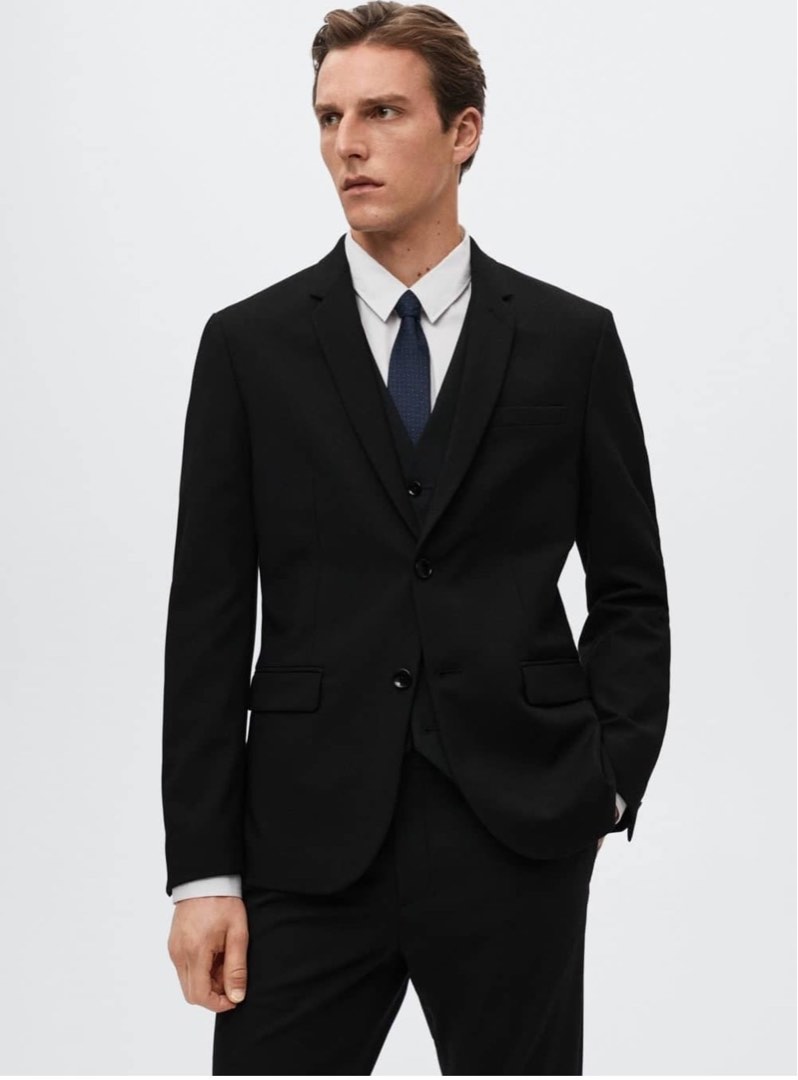Mango blezer suit slim fit, Fesyen Pria, Pakaian , Atasan di Carousell