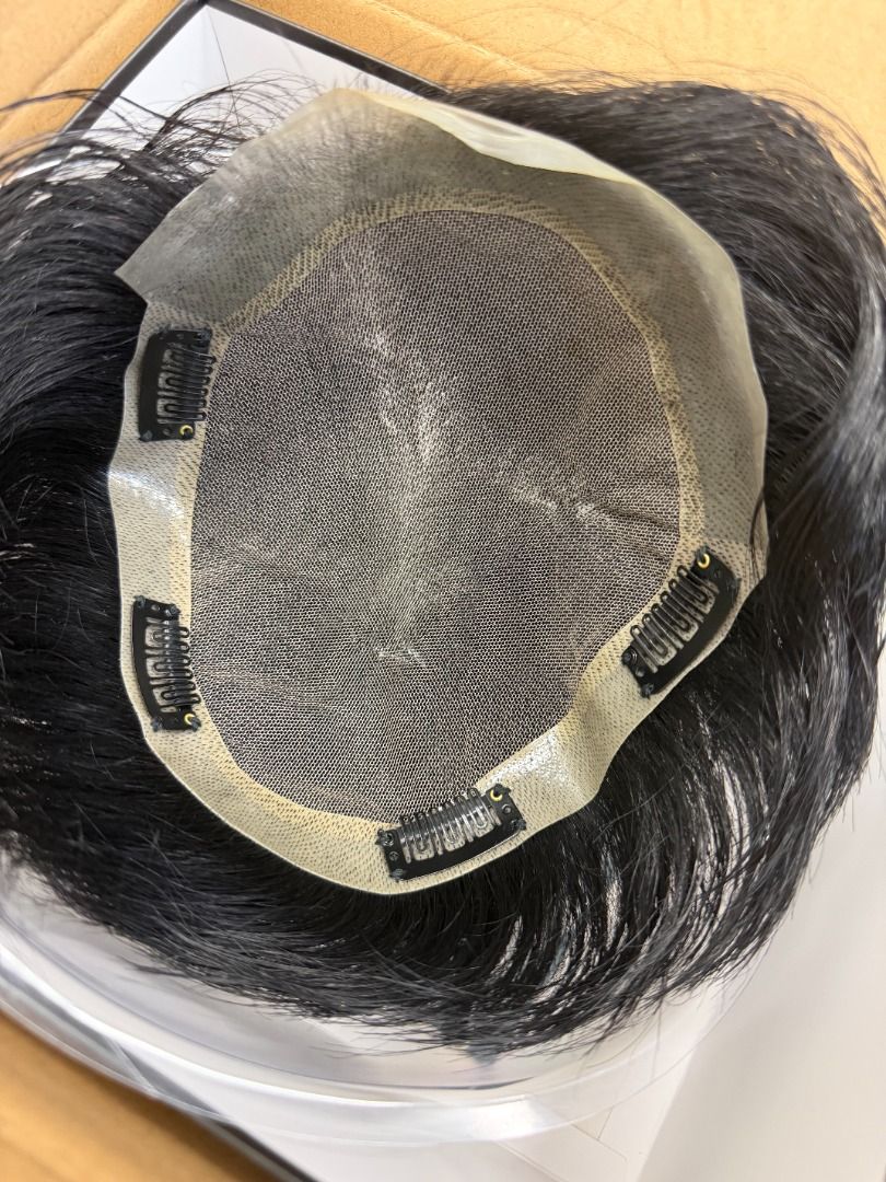 Men's Short Hair Wig Three Seven Split Super Thin Curling Fake Hair ...