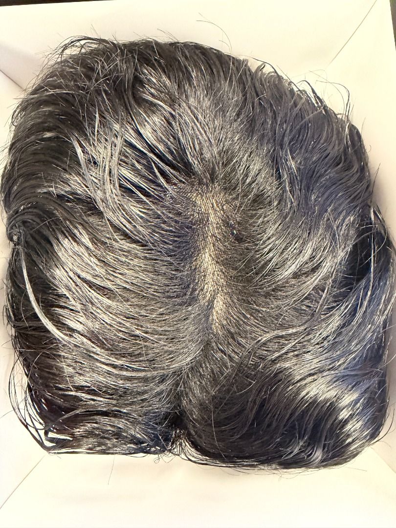 Men's Short Hair Wig Three Seven Split Super Thin Curling Fake Hair ...