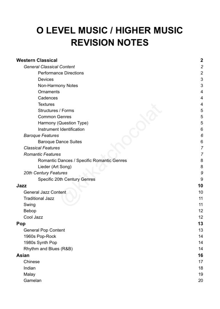 O Level Music / Higher Music / MEP Notes for Paper 1 / Music Studies ...
