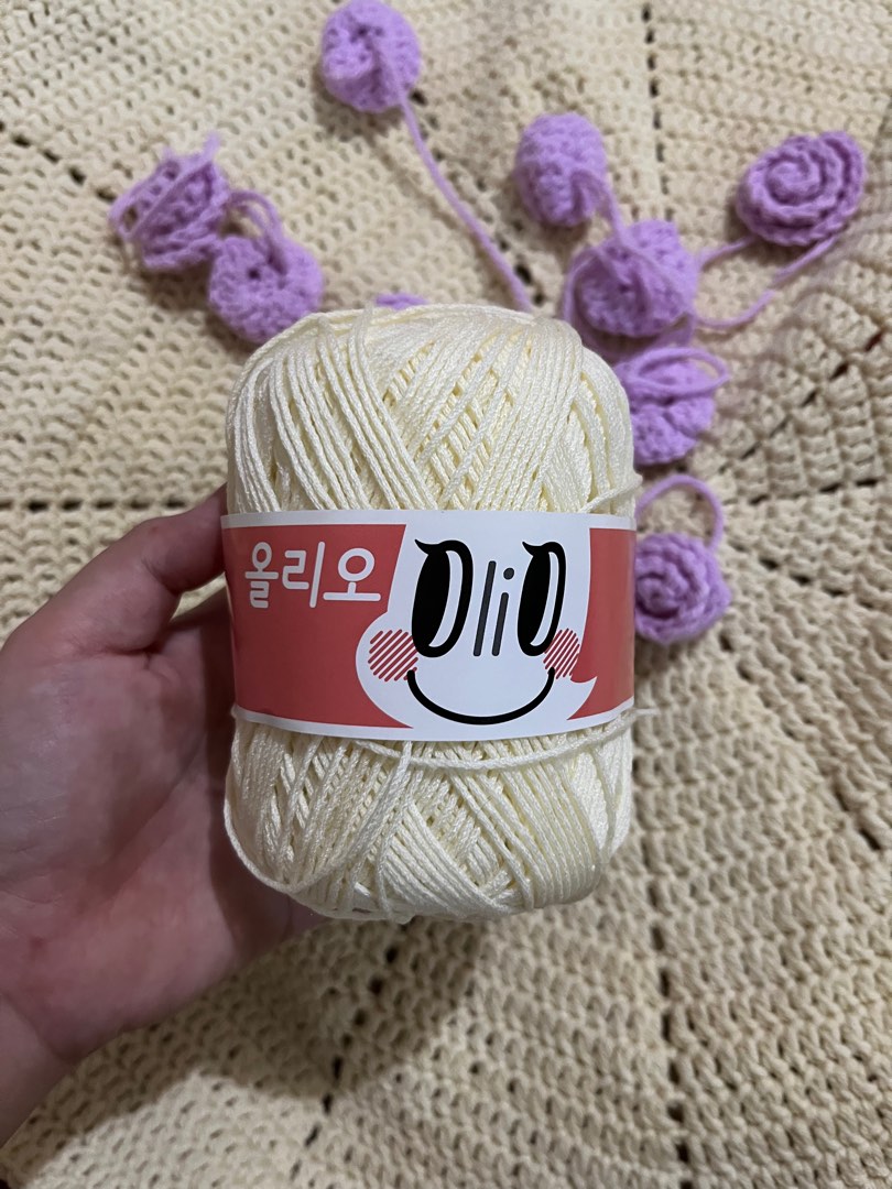 PRELOVED Crochet benang rajut bahan polyester impor korea broken white ...