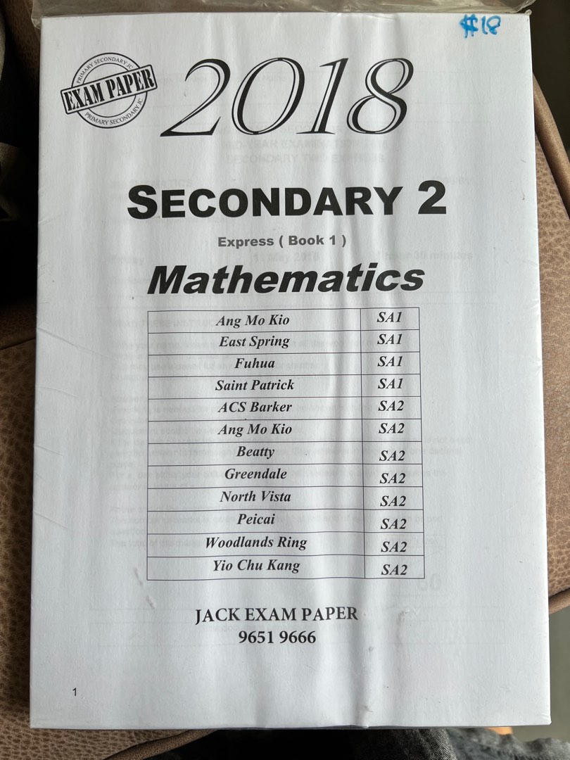 Secondary 2 Mathematics Exam Paper 2018, Hobbies & Toys, Books ...