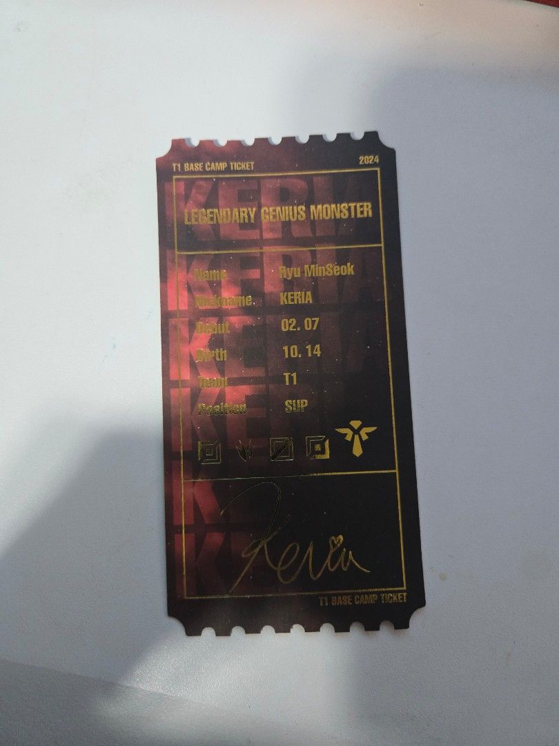 T1 Keria 2024 Base Camp Ticket Stub, Hobbies & Toys, Memorabilia ...