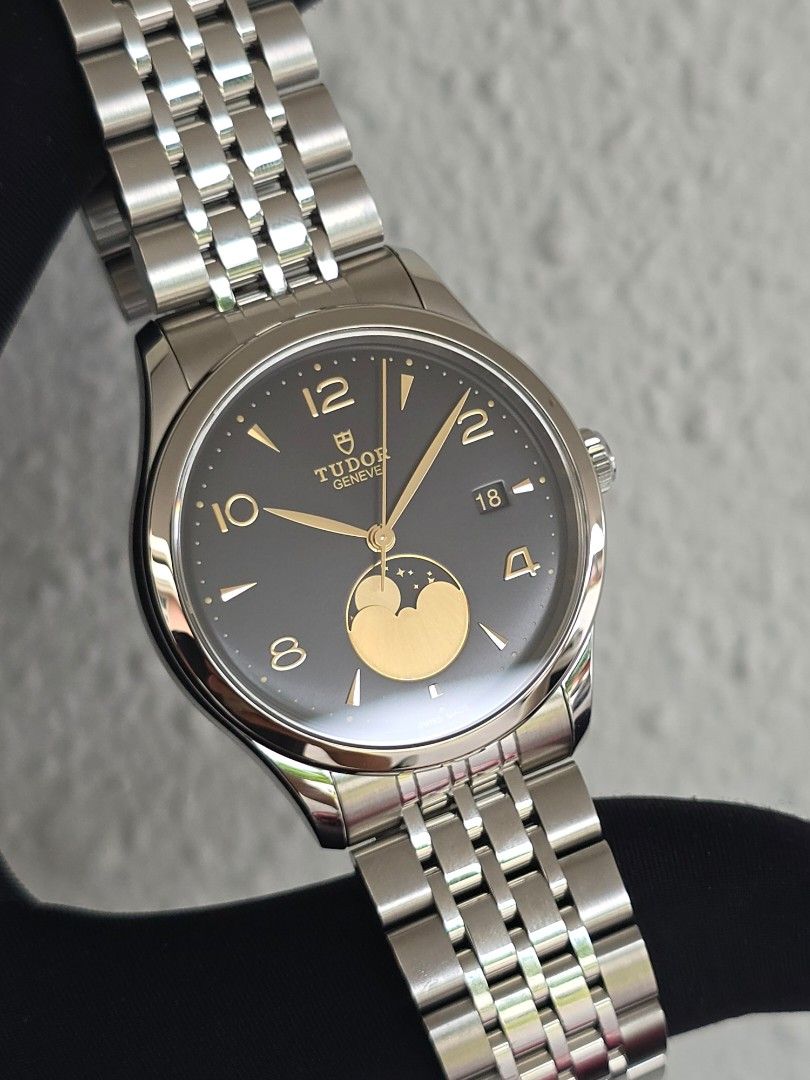 99.9% NEW TUDOR 1926 LUNA MOON PHASE BLACK DIAL 91560 91560-0003 M91560 ...