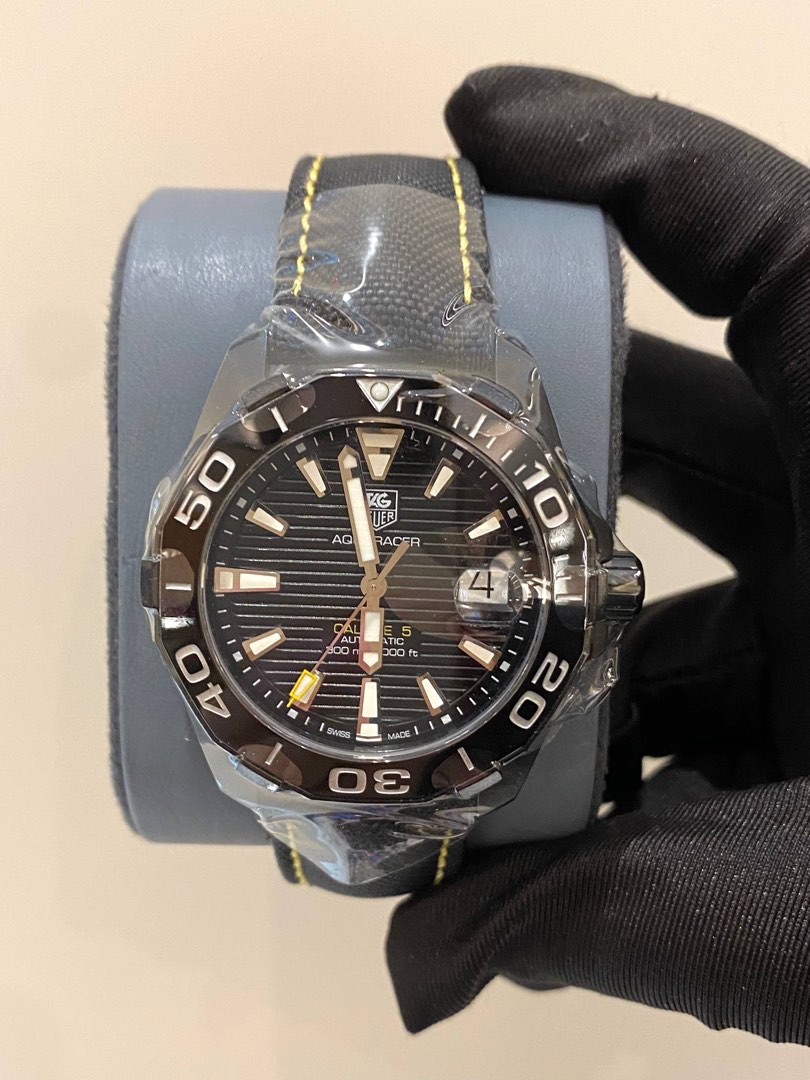 2019 TAG HEUER AQUARACER 300M CALIBRE 5 REF WAY218A BLACK PVD 41MM ...