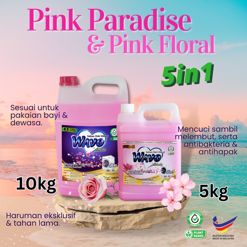 5Liter Sabun Dobi Wangi WAVO 5kg (wangian terbaru) (Pelembut + Pewangi ...