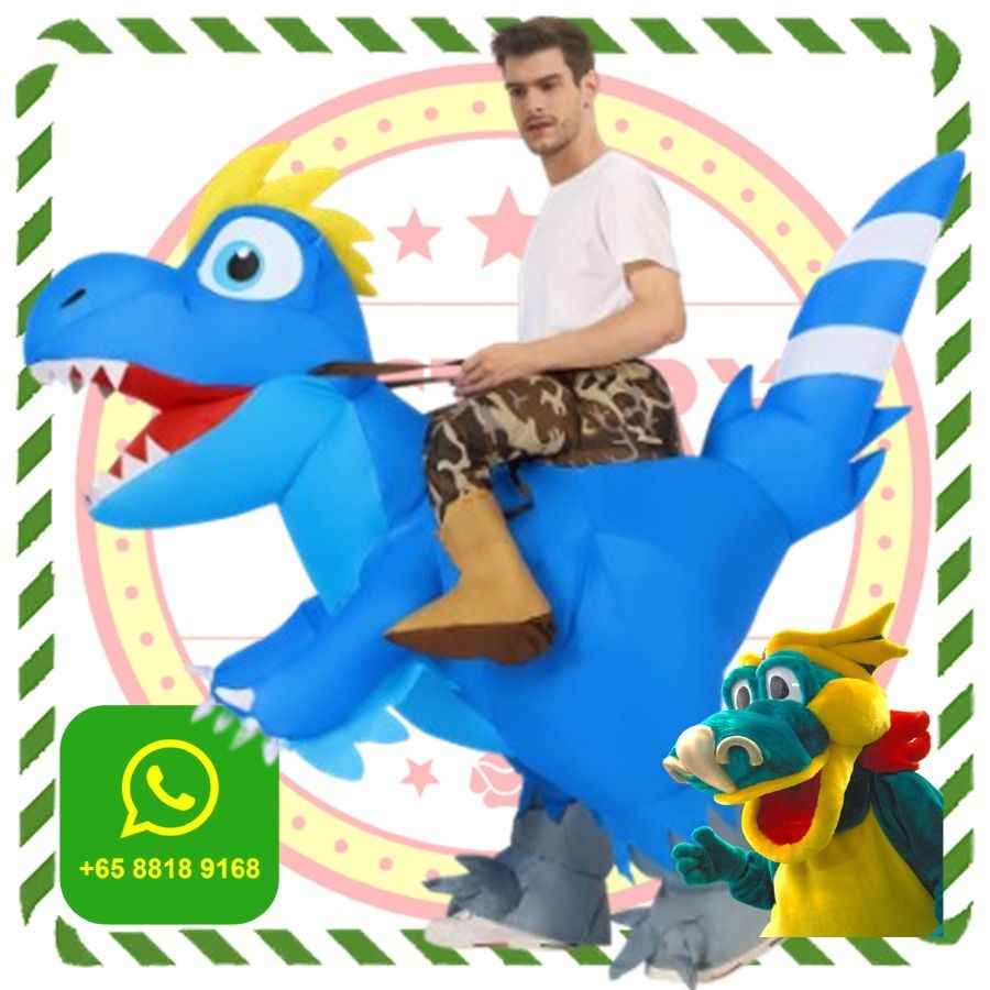 🦖 Cartoon T-Rex Blue (Dinosaur) Inflatable Costume – Cool & Playful ...