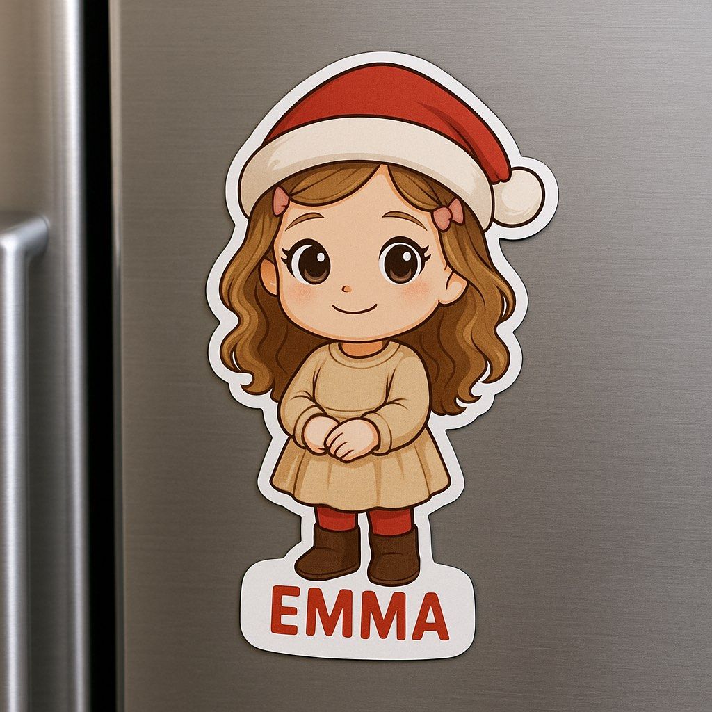 🎄 Custom Chibi Christmas Magnet – With Name (Emma Sample), Hobbies ...