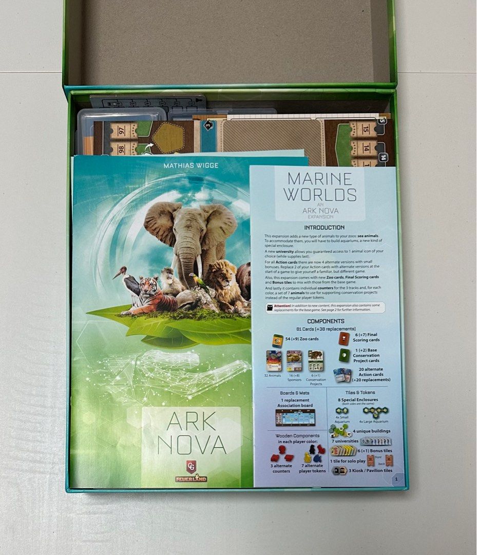 Ark Nova + Marine World + Map Pack 1 + Accessories board game, Hobbies ...