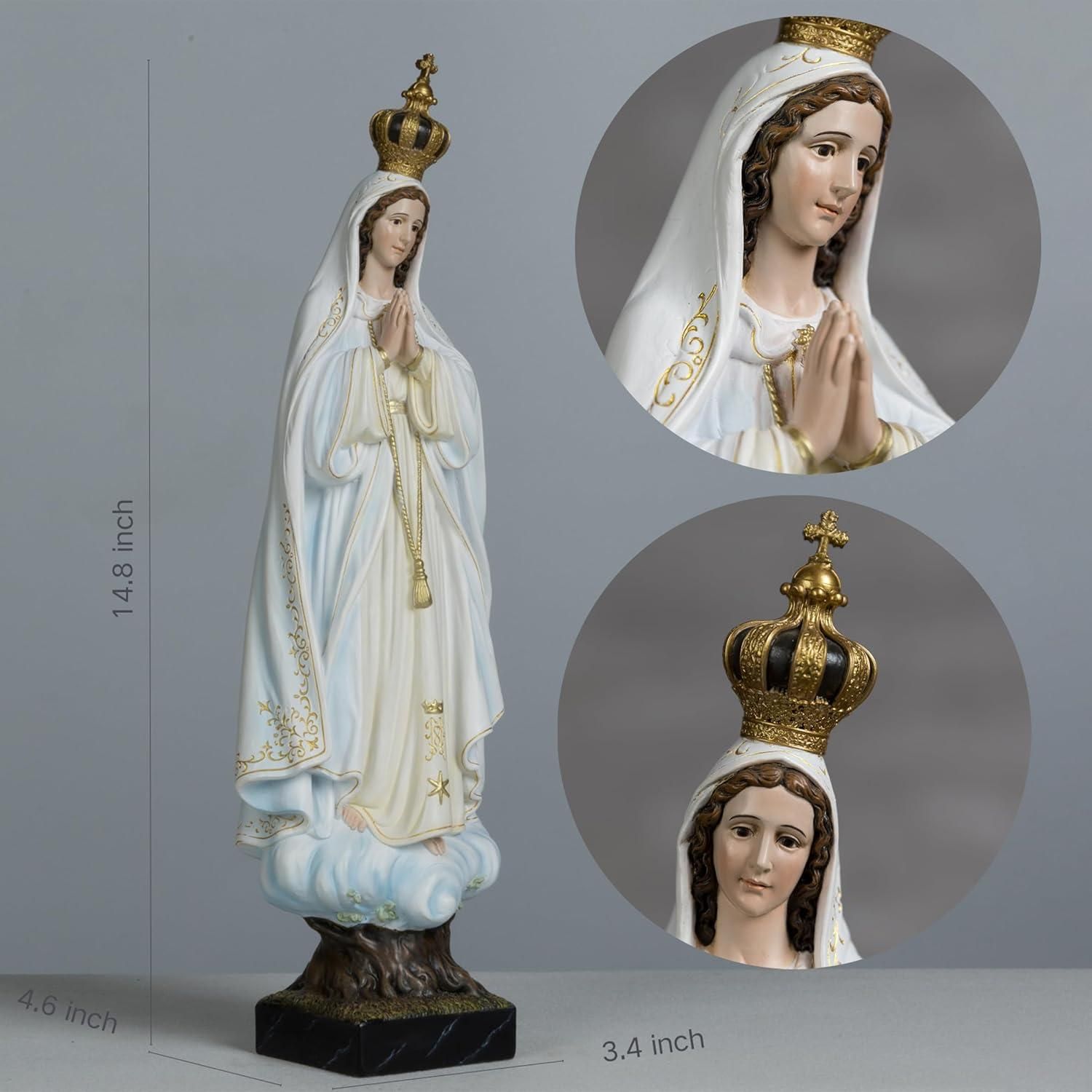 BC Catholic Our Lady of Fatima Virgin Mary Statue, 14.8" H Holy Mother ...