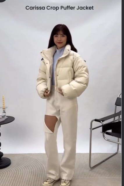 BNIP Carissa Crop Puffer Jacket - Cream, Women's Fashion, Coats ...