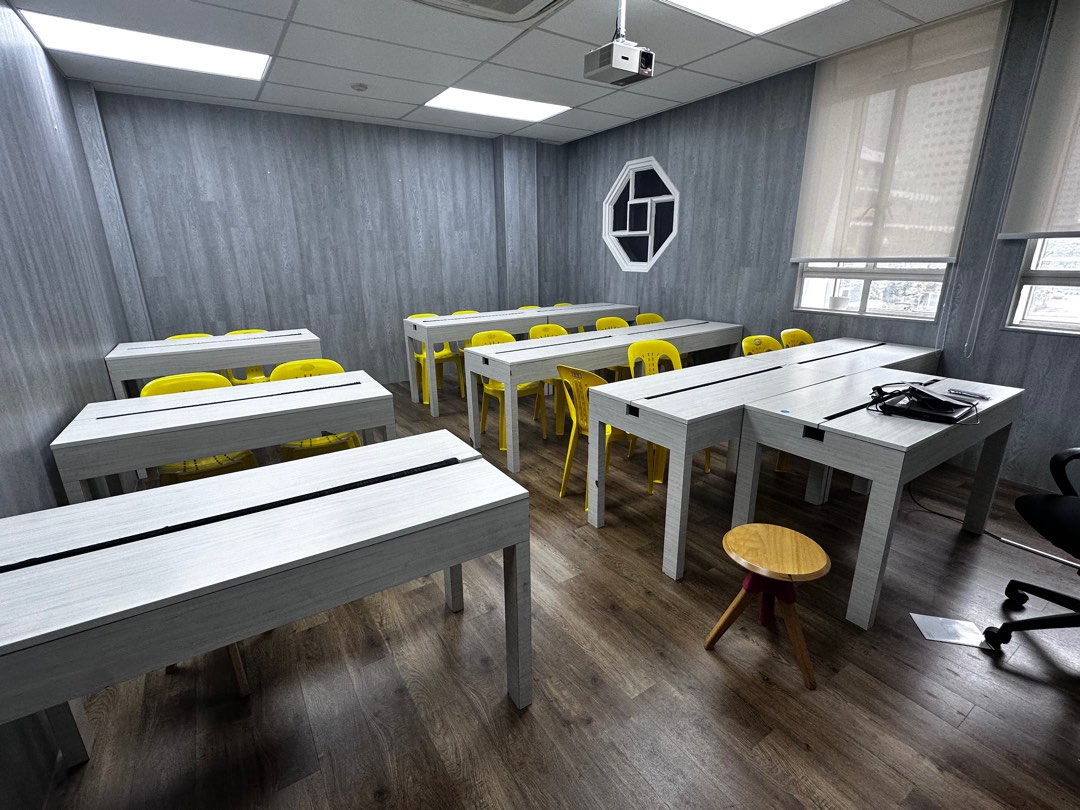 Classroom Tables - White with Black Strip, Furniture & Home Living ...